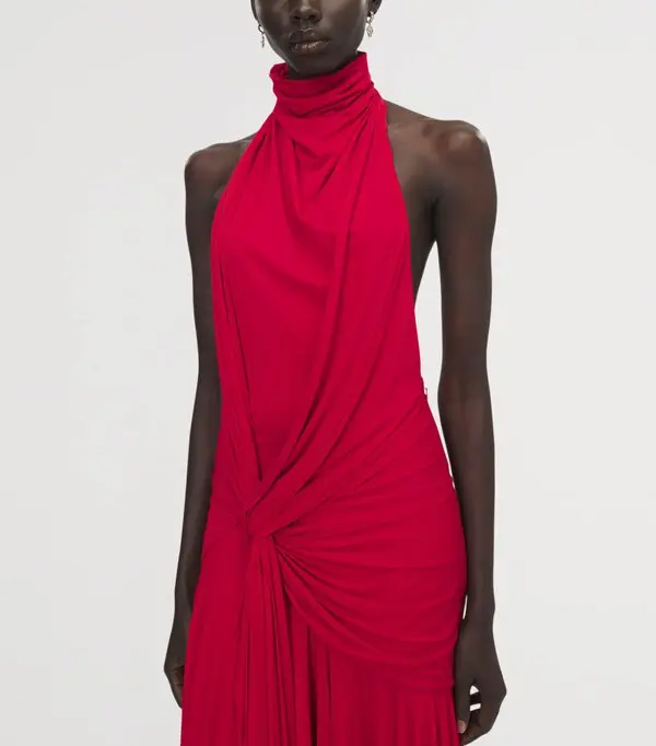 Alexander McQueen Asymmetric Draped Maxi Dress
