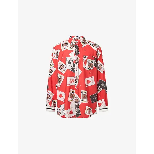 AWGE Cards Motif Long-sleeve Cotton Shirt