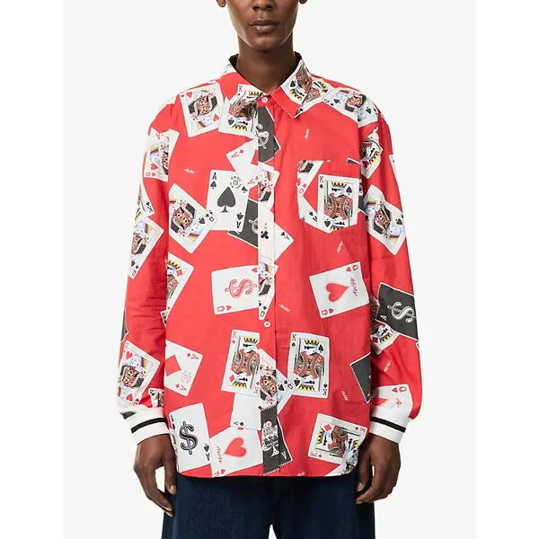 AWGE Cards Motif Long-sleeve Cotton Shirt
