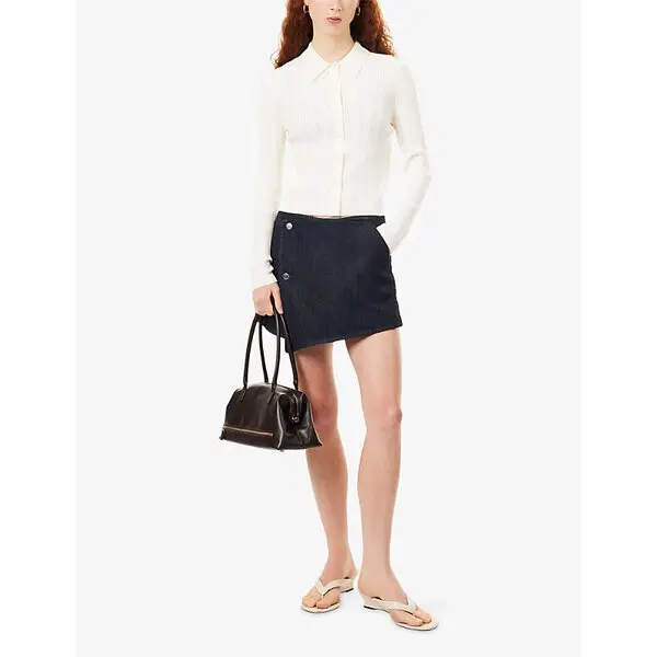 Good American The Ladder Ribbed Woven Cardigan