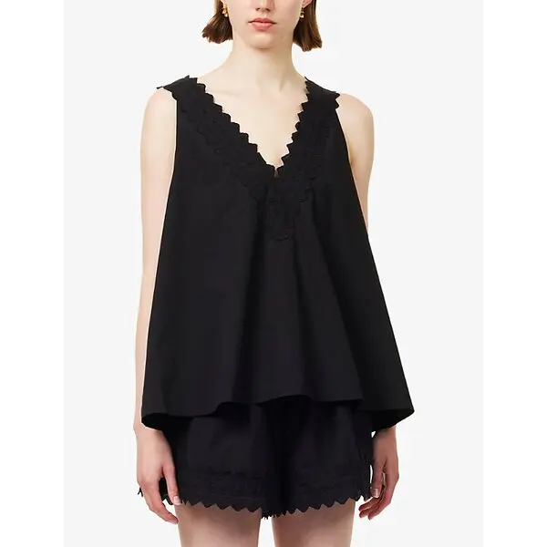 Dissh Annabel V-neck Cotton-blend Top