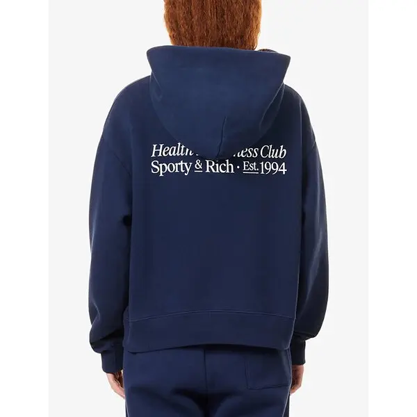 SPORTY & RICH Logo-embroidered Cotton Hoody