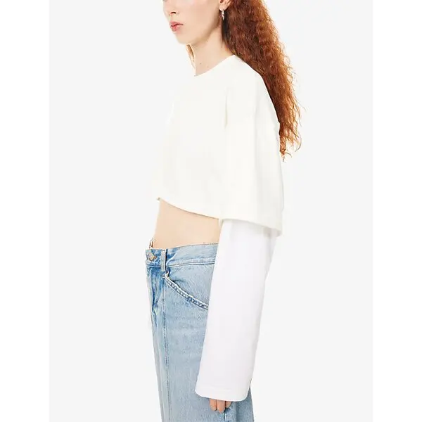 RU & ROCKA Layered Cropped Cotton T-shirt