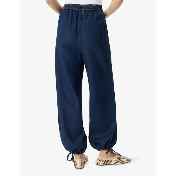 Whistles Tie-hem Balloon-leg Cotton-blend Trousers