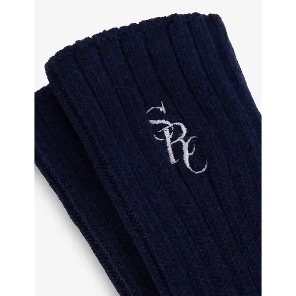 SPORTY & RICH Logo-embroidered Rib-knit Socks