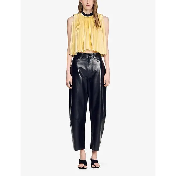Sandro Pleated Tie-back Woven Top