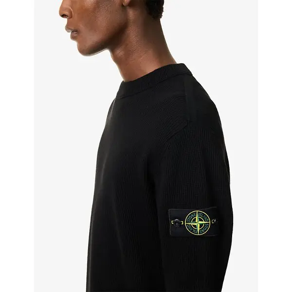 Stone Island Ribbed Compass-badge Cotton Jumper Xxl