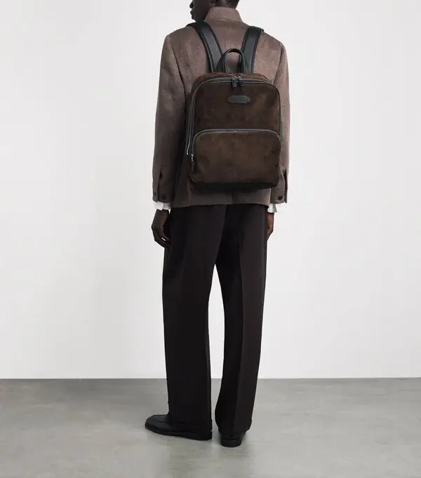 Brioni Suede Calfskin Backpack - Brown