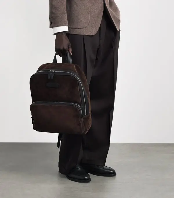 Brioni Suede Calfskin Backpack - Brown