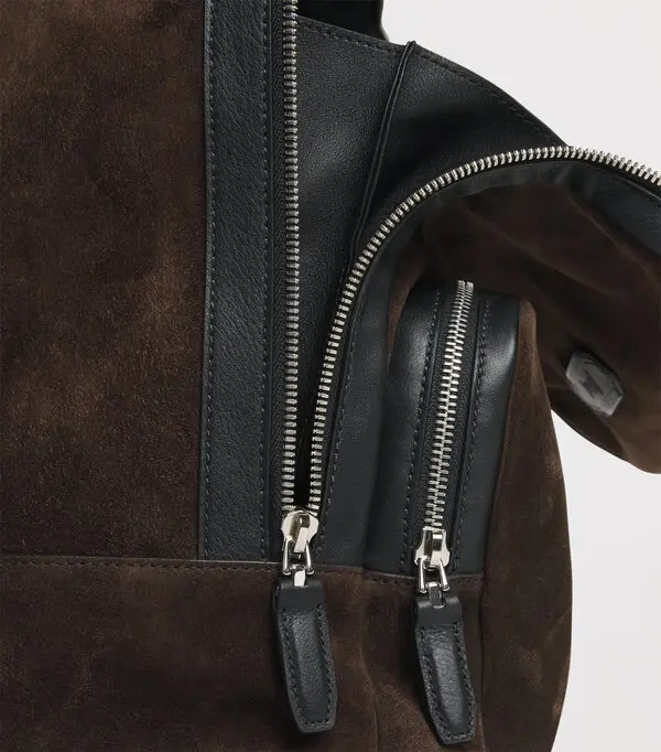 Brioni Suede Calfskin Backpack - Brown