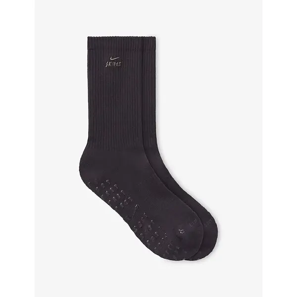 NIKESKIMS Skims Dri-fit Pilates Grip Cotton-blend Crew Socks - Obsidian