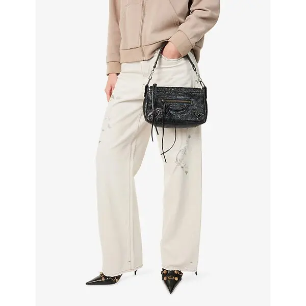 Balenciaga Le City Moto Mini Leather Cross-body Bag - Black