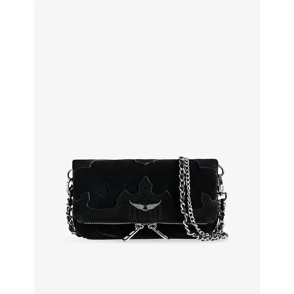 Zadig&Voltaire Rock Nano Mini Suede Western Clutch Bag - Black