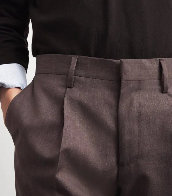 LARDINI Virgin Wool Blend Straight Leg Trousers