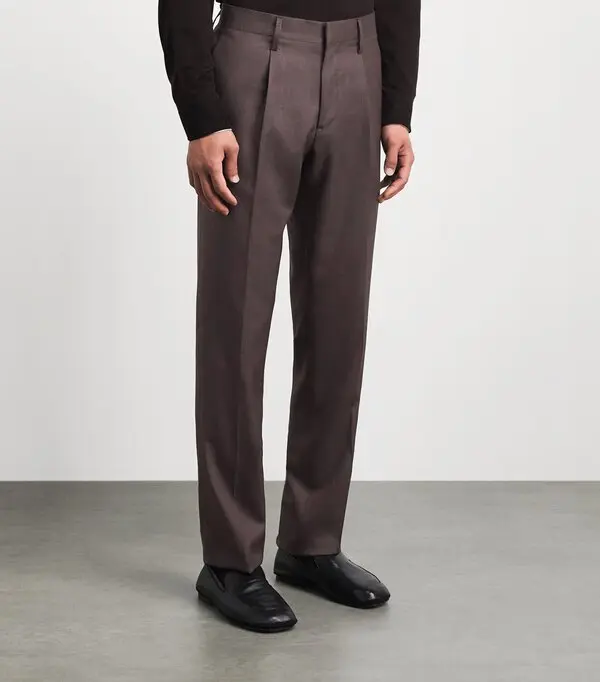 LARDINI Virgin Wool Blend Straight Leg Trousers