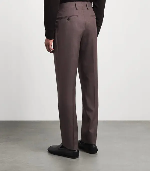 LARDINI Virgin Wool Blend Straight Leg Trousers