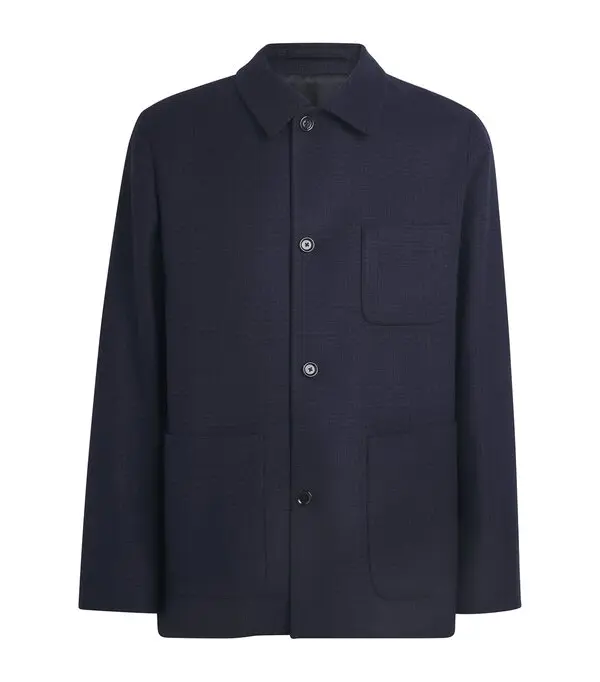 LARDINI Wool-cashmere Check Chore Jacket