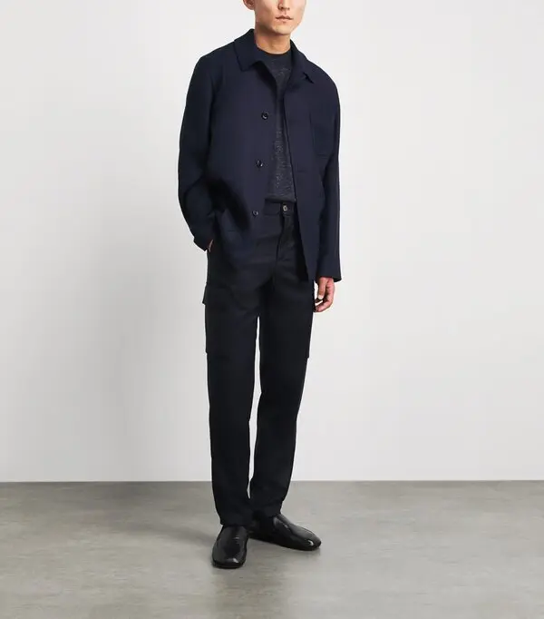 LARDINI Wool-cashmere Check Chore Jacket