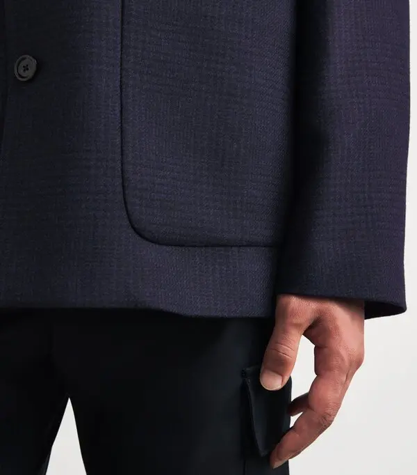 LARDINI Wool-cashmere Check Chore Jacket
