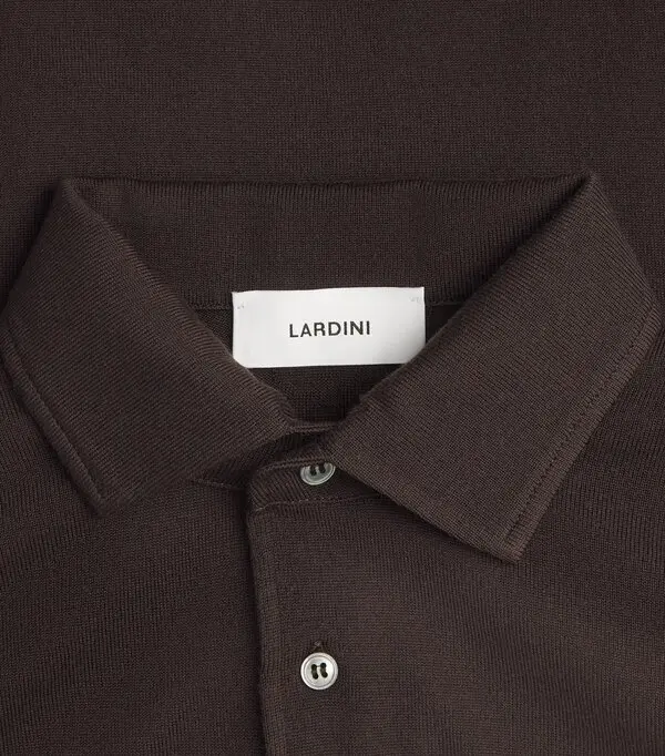 LARDINI Virgin Wool Long-sleeve Polo Shirt - Brown
