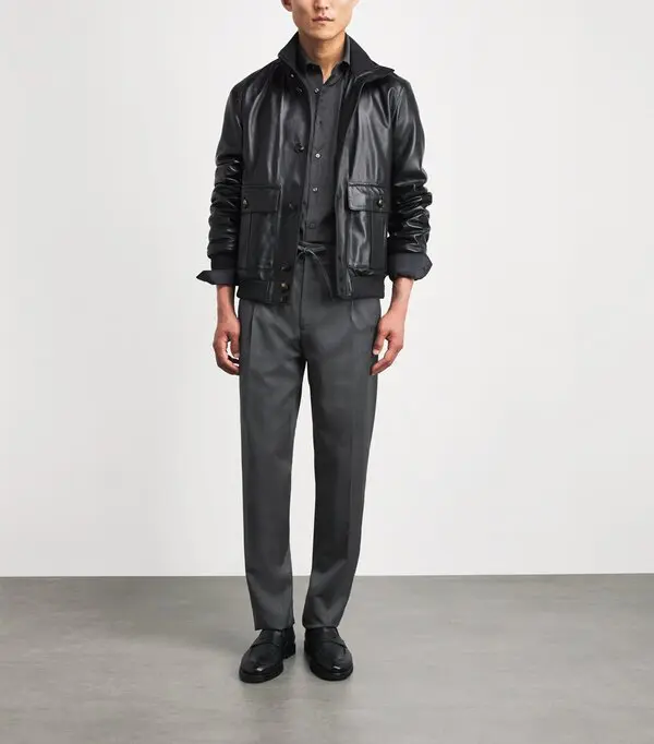 LARDINI Virgin Wool Drawstring Trousers