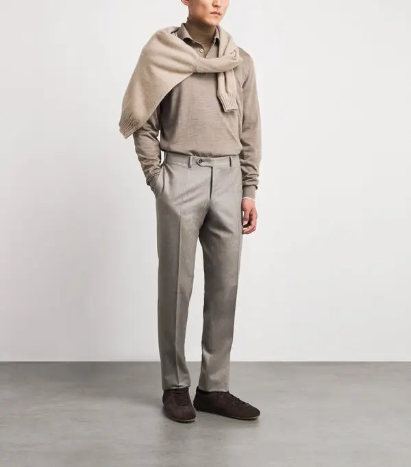 Canali Wool Straight Leg Trousers