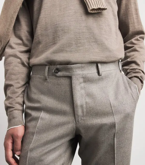 Canali Wool Straight Leg Trousers