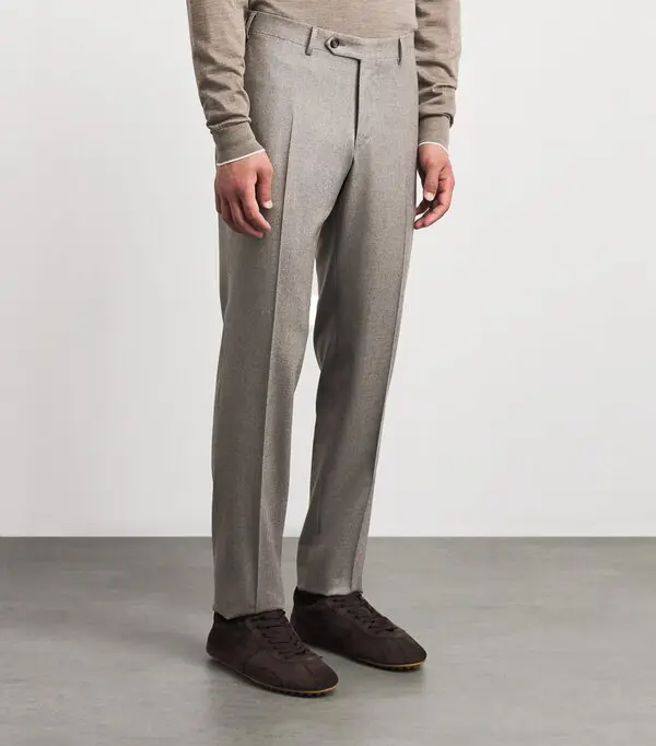 Canali Wool Straight Leg Trousers