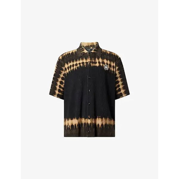 Amiri Ma Patch Tie-dye Wool Knit Shirt - Black