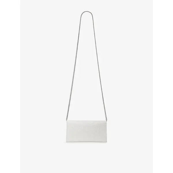 JIMMY CHOO Emmie Woven Glitter Clutch Bag - Ivory/silver