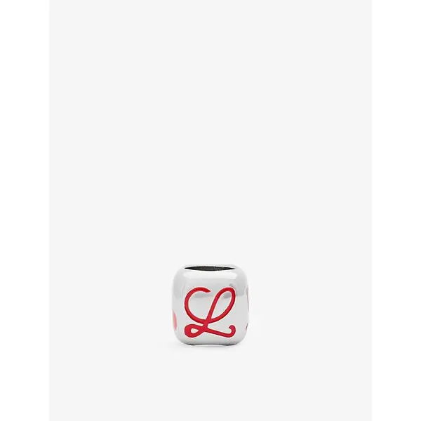 Loewe 1846 Dice Brass Charm - Silver/red