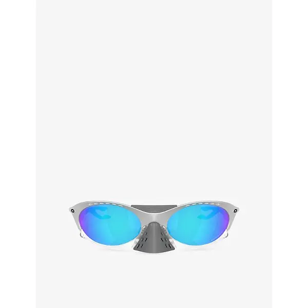 Oakley Oo9437 Oval-frame Nylon Sunglasses - Silver