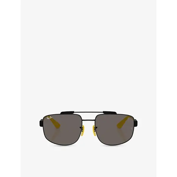 Ray-ban Rb3789m Square-frame Metal Sunglasses - Black