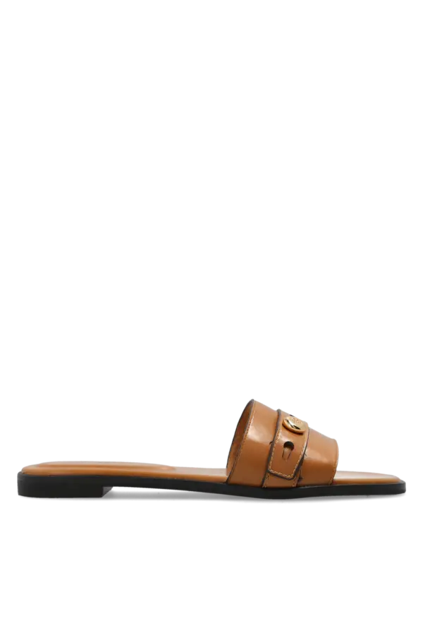 Tory Burch Romy' Leather Slides - Brown