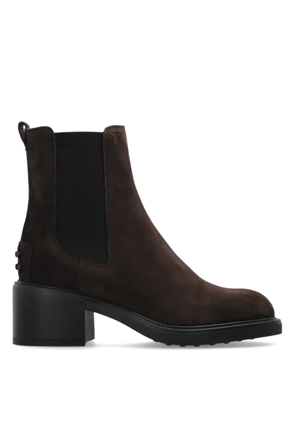 TOD’S Suede Heeled Ankle Boots - Brown