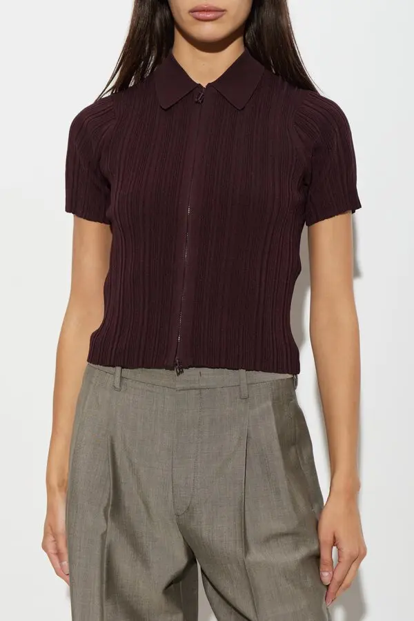Victoria Beckham Ribbed Cardigan With Short Sleeves