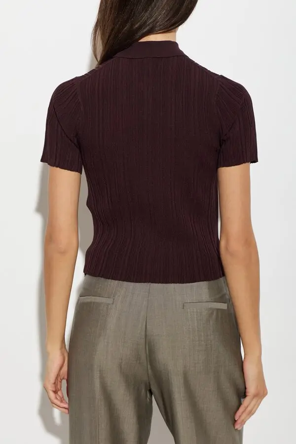 Victoria Beckham Ribbed Cardigan With Short Sleeves