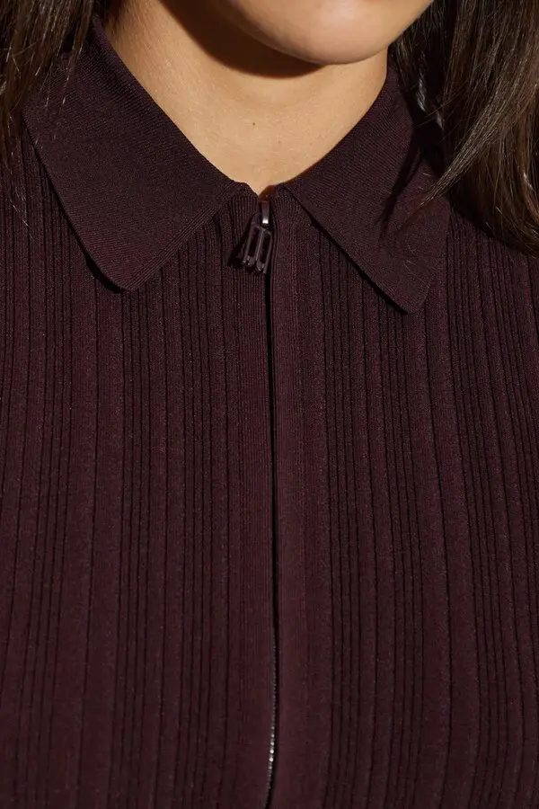 Victoria Beckham Ribbed Cardigan With Short Sleeves