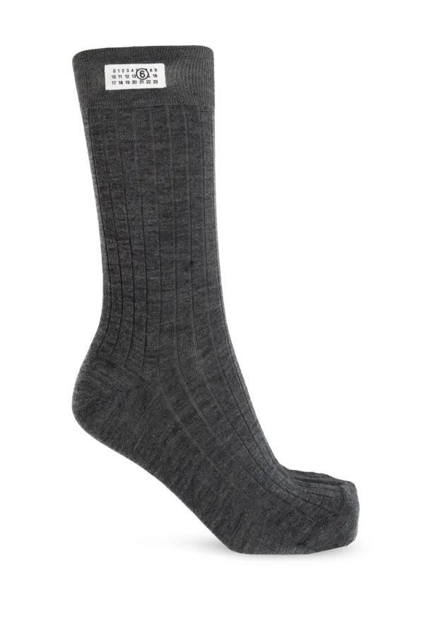 MAISON MARGIELA Wool Socks With Logo Patch - Grey
