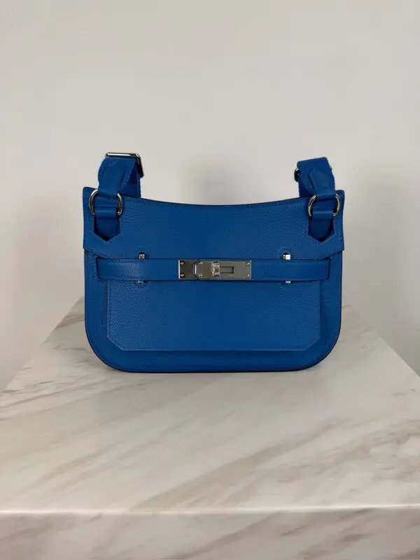 Hermès Jypsiere Evercolor Palladium Hardware Bag - Blue