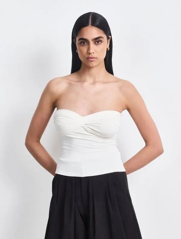NINETY PERCENT Lilly Twist Front Bandeau In Micromodal - Chalk