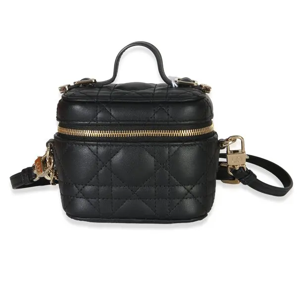 Dior Micro Lady Vanity Case In Lambskin - Black