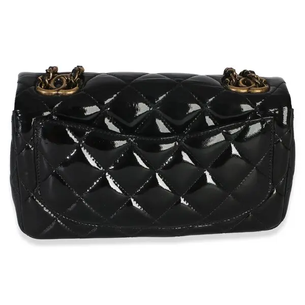 Chanel Quilted Patent Goatskin Cc Eyelet Flap Bag