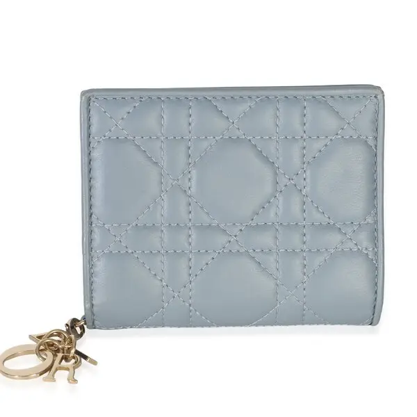 Dior Cloud Lambskin Cannage Mini Lady Wallet - Blue