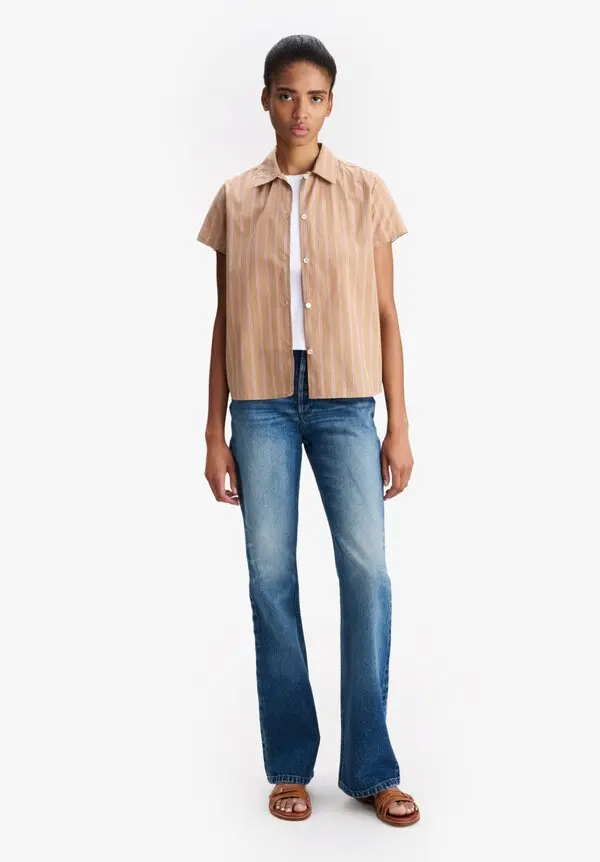 A.p.c. Striped Short-sleeved Shirt - Beige