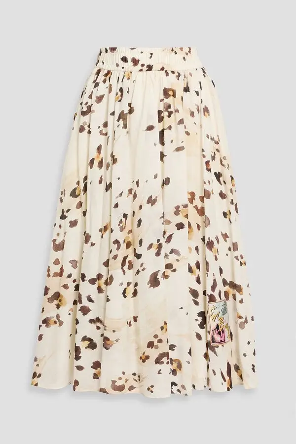 Zimmermann Printed Cottonvoile Midi Skirt - Ecru