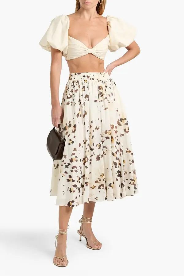 Zimmermann Printed Cottonvoile Midi Skirt