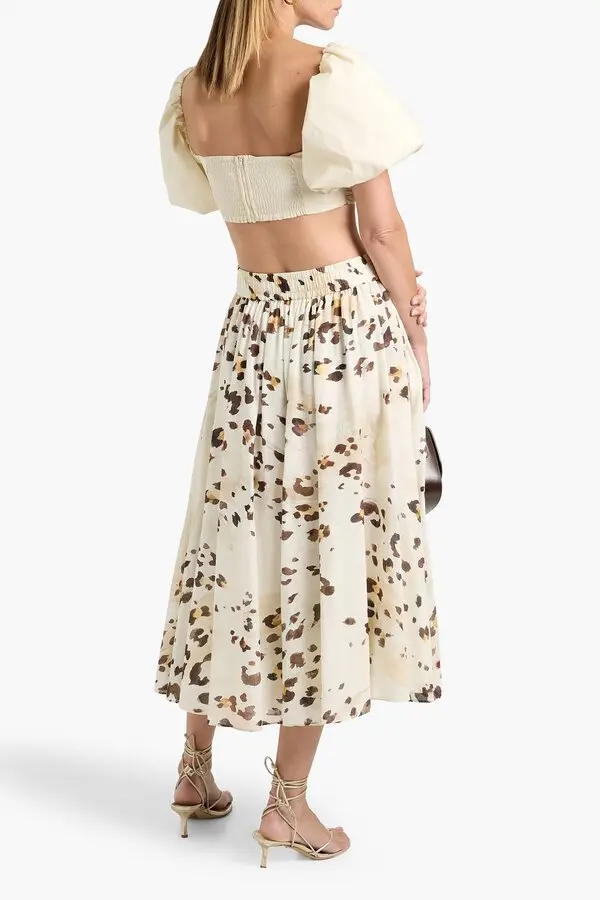 Zimmermann Printed Cottonvoile Midi Skirt