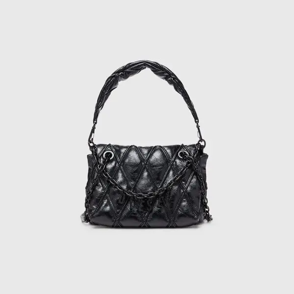 DIESEL® Charm-d Quilted Shoulder Bag With Chain Detail - Black