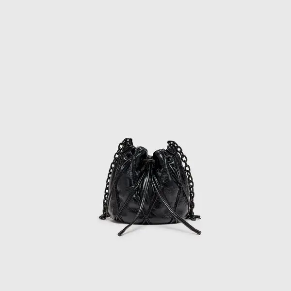 DIESEL® Charm-d Quilted Polyurethane Bucket Bag - Black